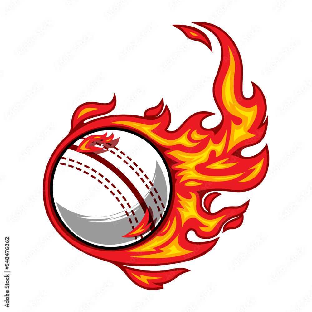 cricket ball fire logo silhouette. cricket club graphic design logos or ...