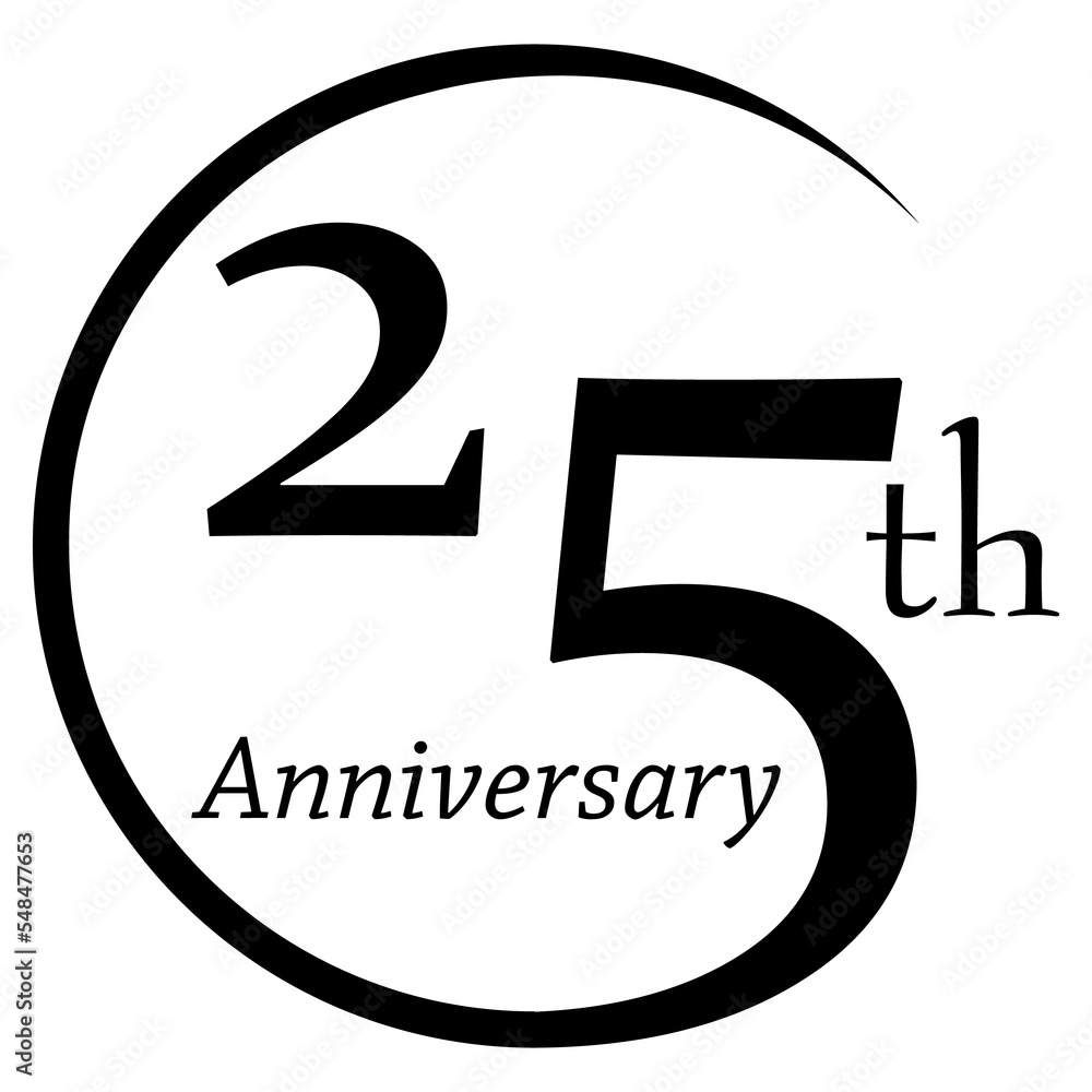 Logo aislado con texto 25th Anniversary con círculo lineal Stock ...