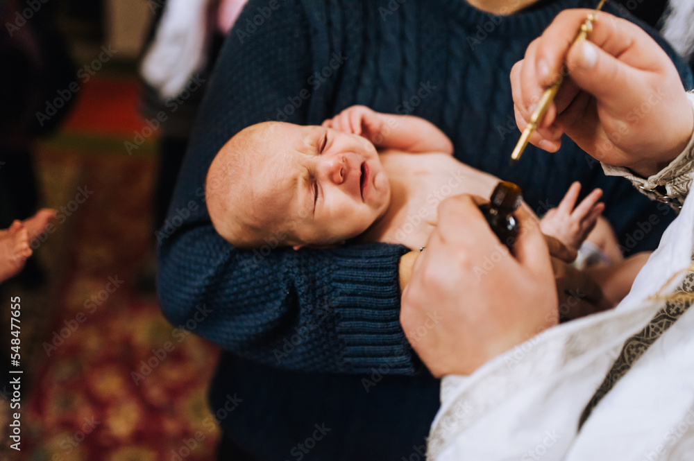 The priest in the church conducts a sacred rite, the ritual of ...