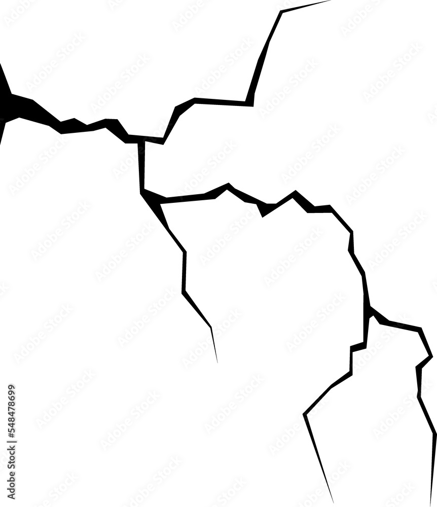 Surface crack and fissure in ground, concrete, crevices from disaster ...