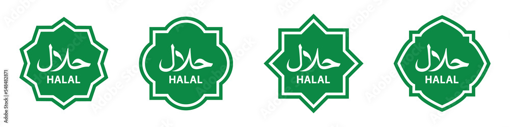 Halal food certified icon. Halal food labels Icon. Halal icon, Vector ...