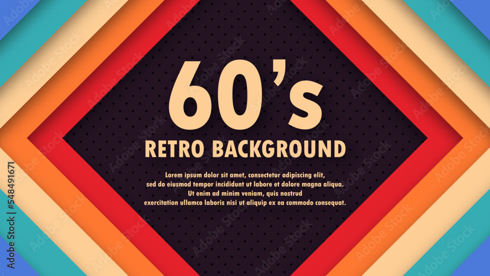 Abstract funky 1960's background with rhombus elements and retro colors ...