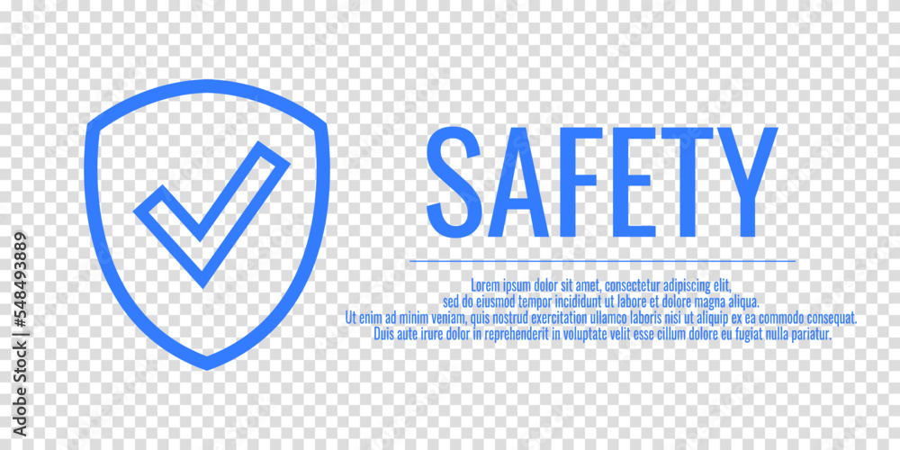 Banner safety first. Vector illustration with word SAFETY on a ...