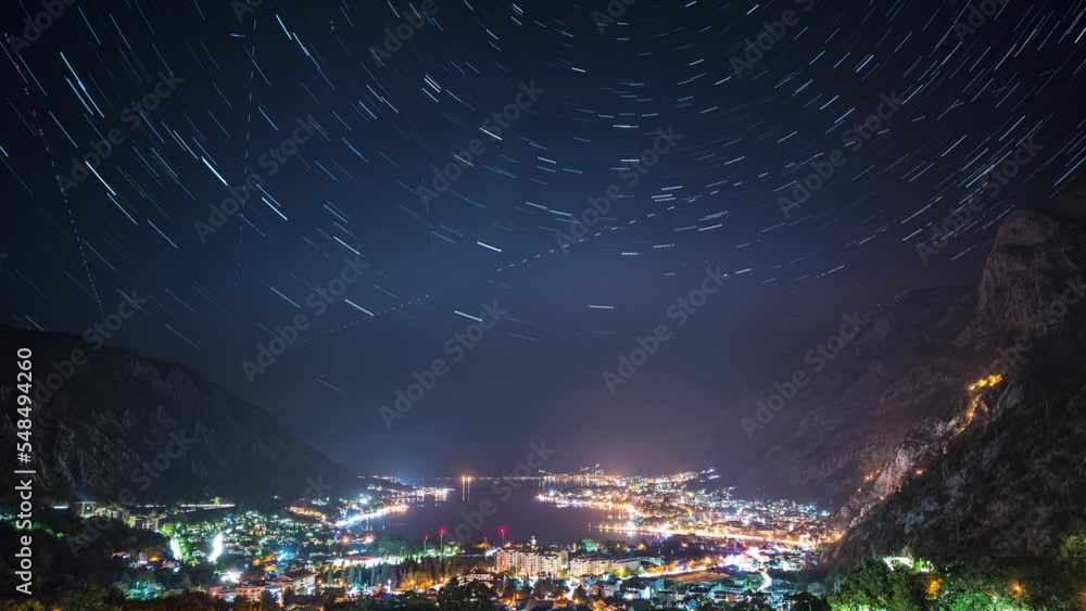 Amazing time lapse of star trails in the night sky above the ...