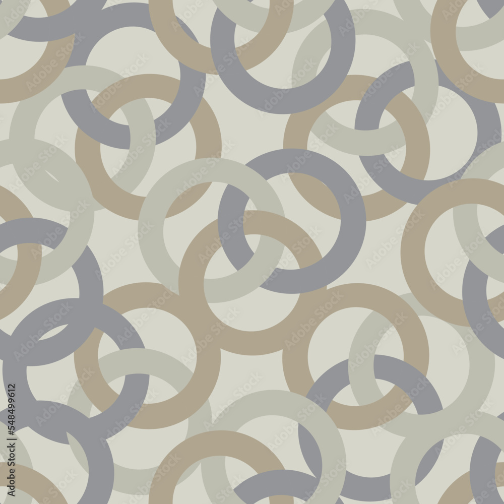 Tangled Overlapping Circles Geometric Seamless Vector Pattern