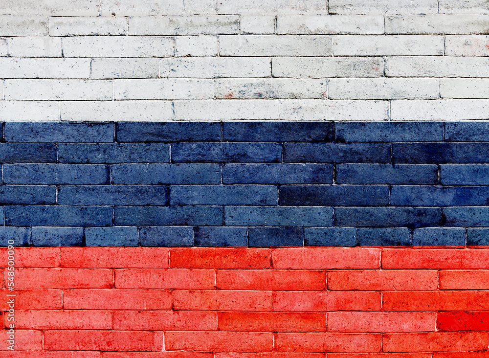 Russian flag on a brick wall Stock Photo | Adobe Stock