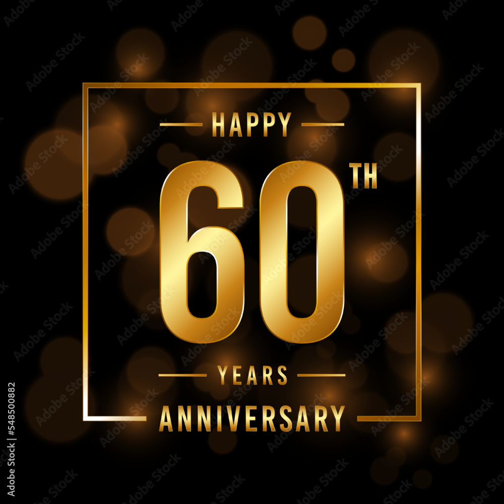 60th Anniversary. Anniversary template design with golden font for ...