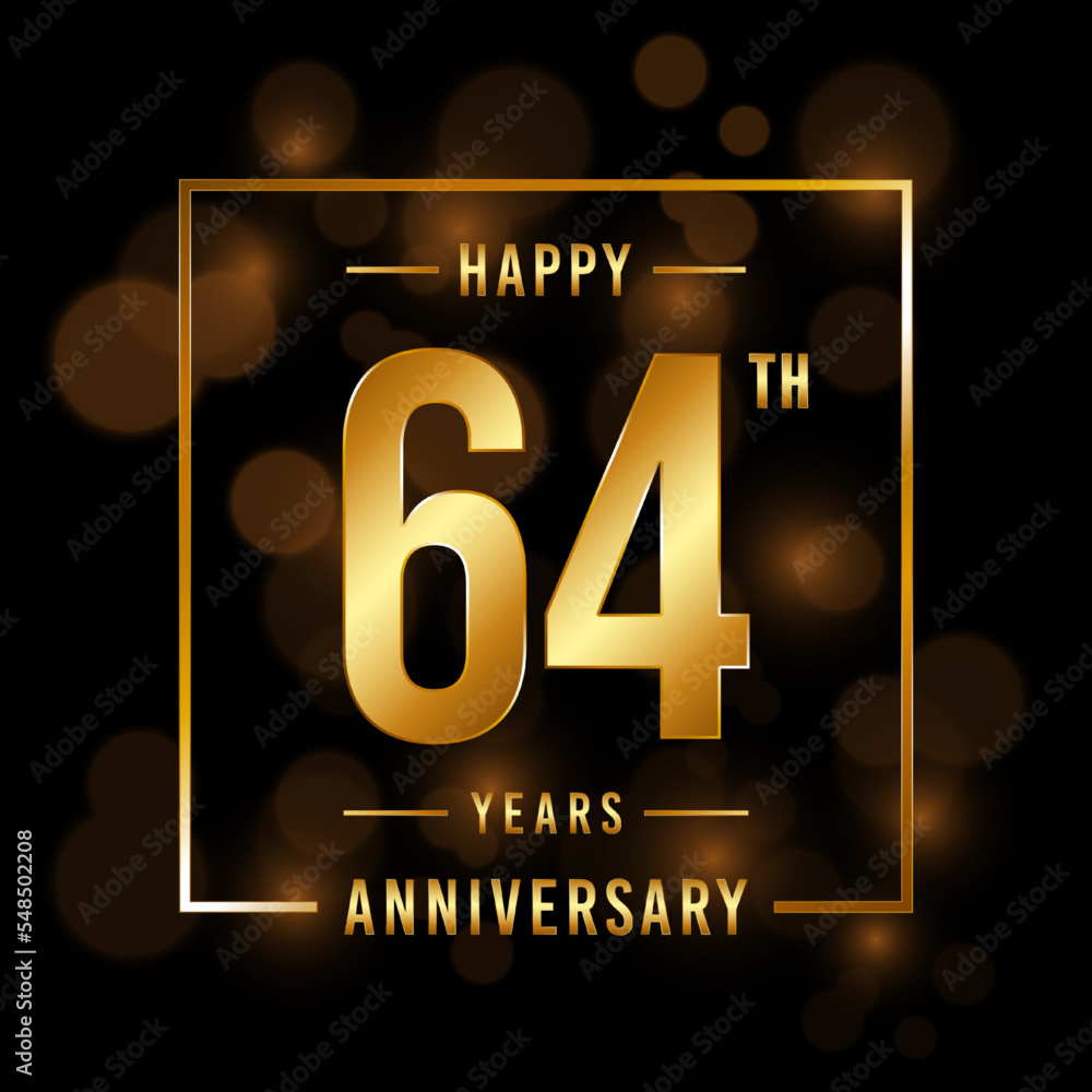 Stockvector 64th Anniversary. Anniversary template design with golden ...