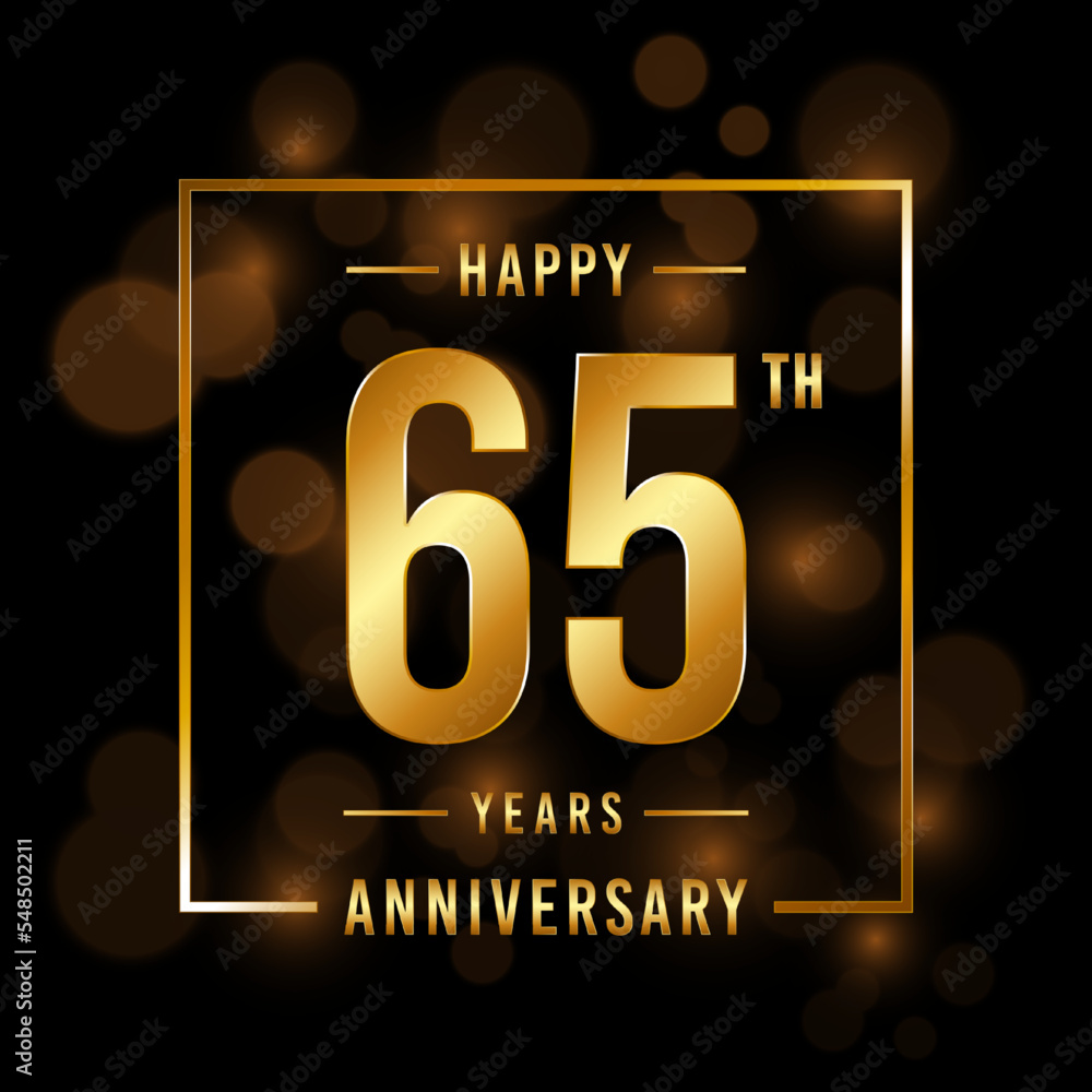 65th Anniversary. Anniversary template design with golden font for ...