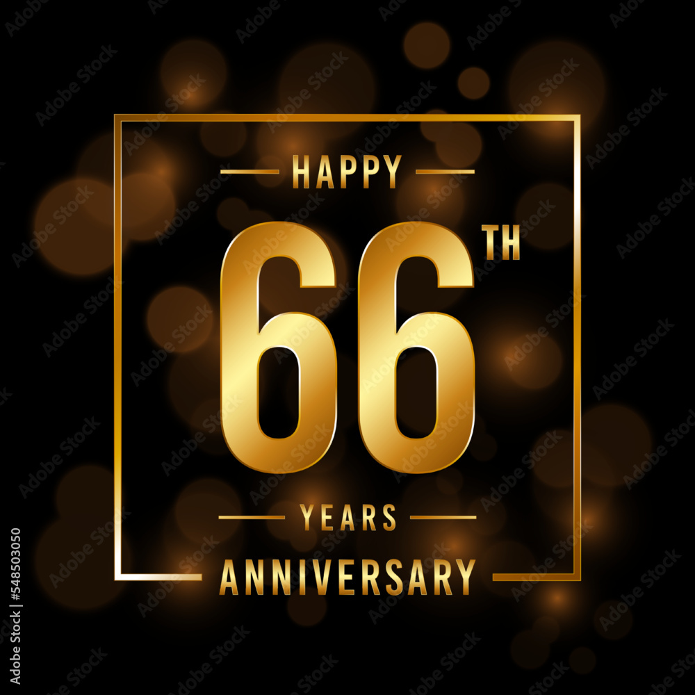 66th Anniversary. Anniversary template design with golden font for ...