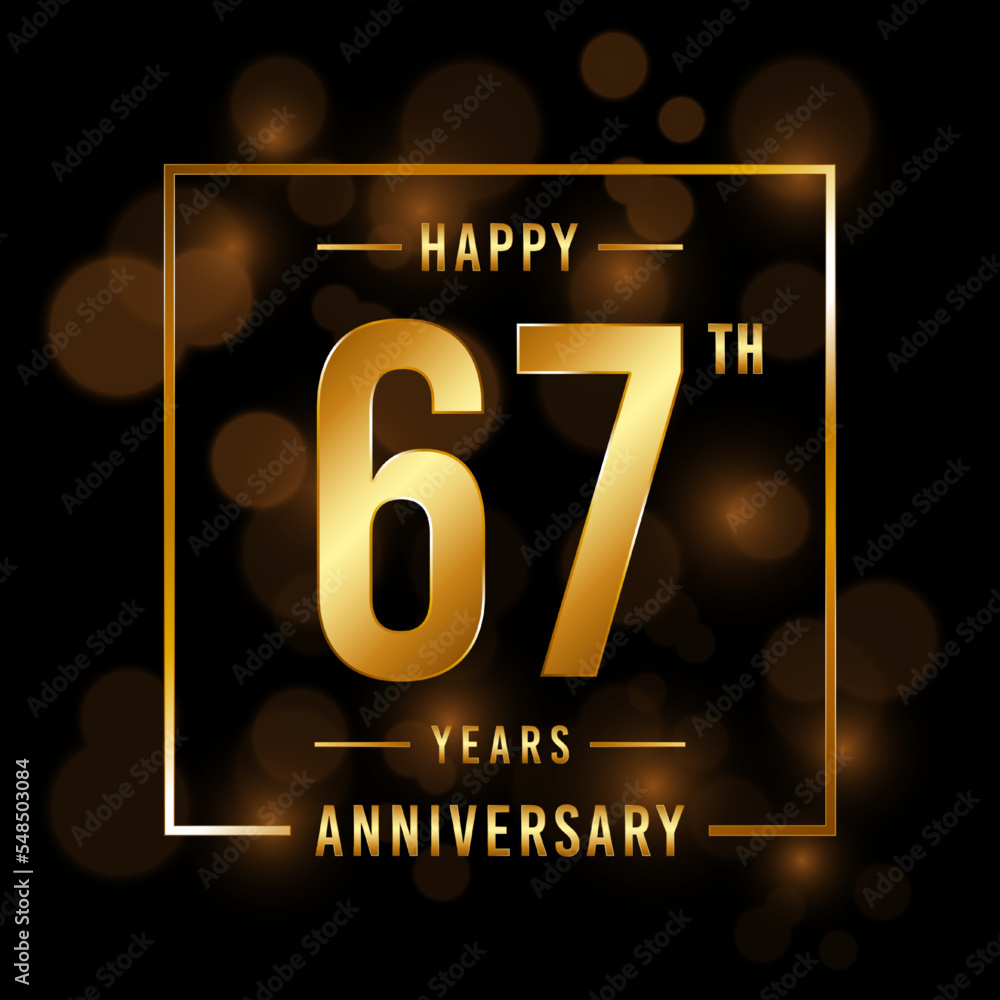 67th Anniversary. Anniversary template design with golden font for ...