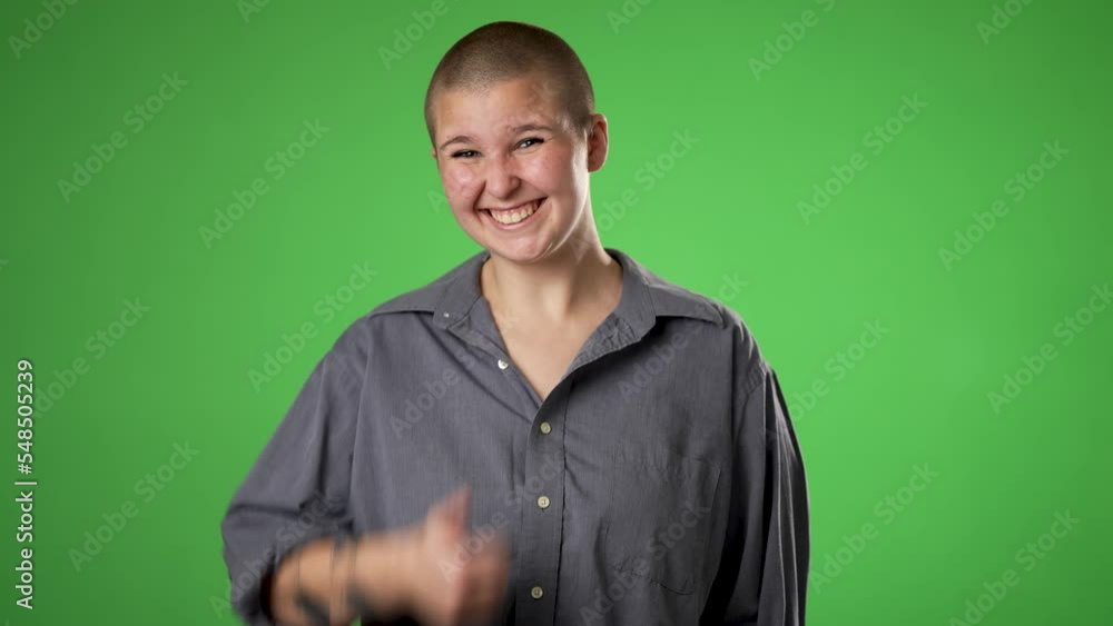 Smiling nod head yes gives thumbs up pretty gender fluid non binary ...