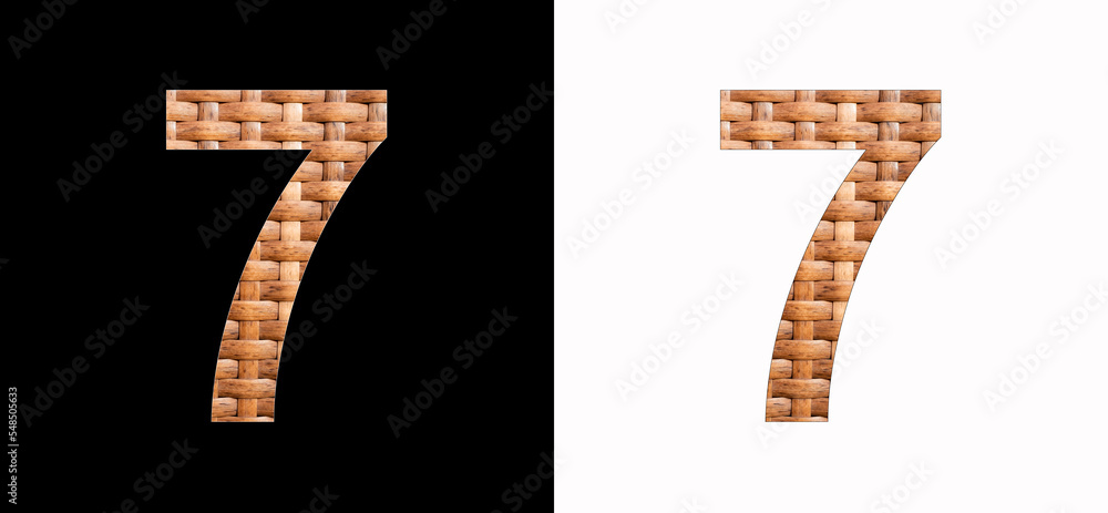 Number 7 (seven) - Natural rattan background Stock Photo | Adobe Stock