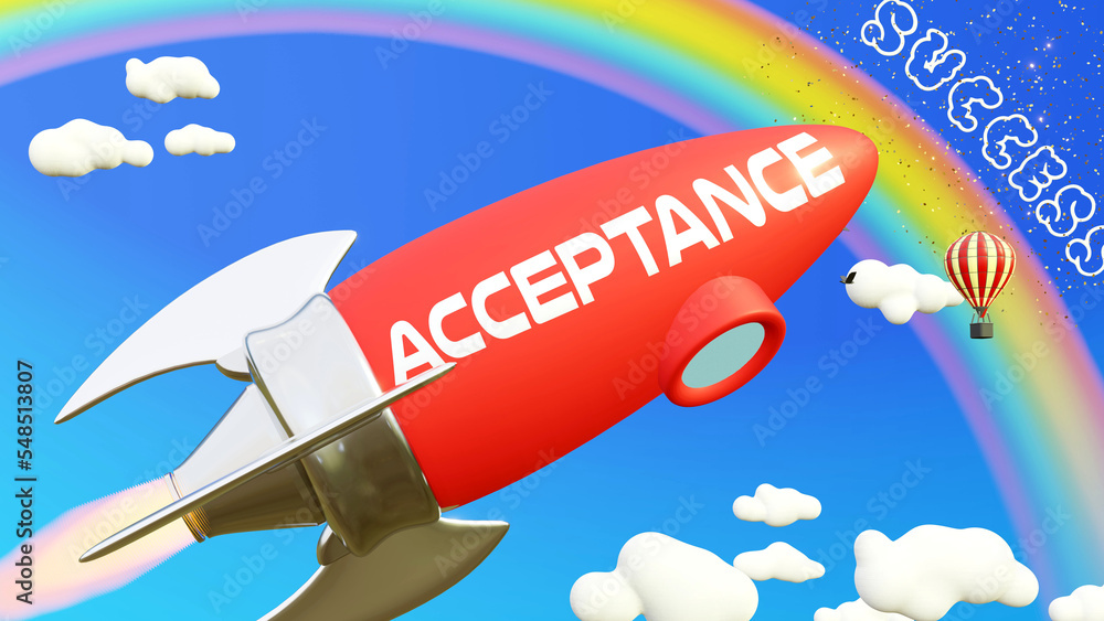 Acceptance lead to achieving success in business and life. Cartoon ...