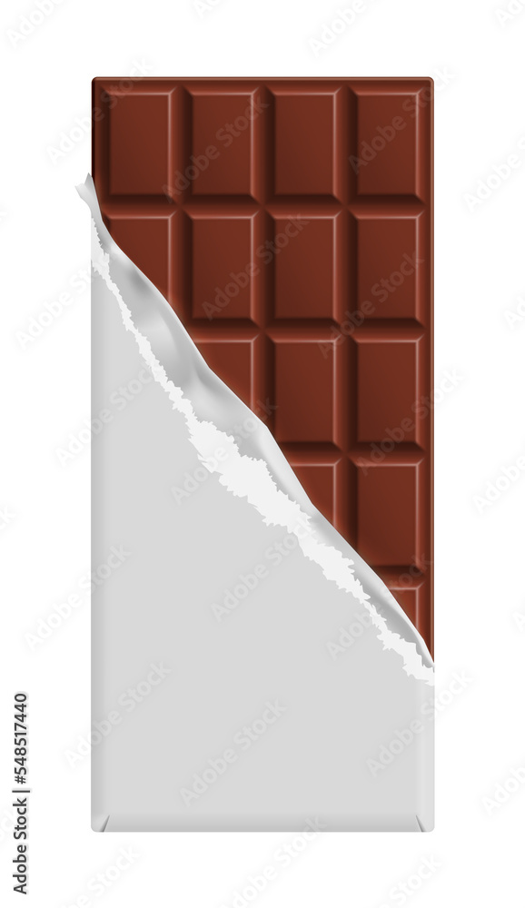 Milk chocolate bar in a blank wrapper, PNG isolated on transparent ...