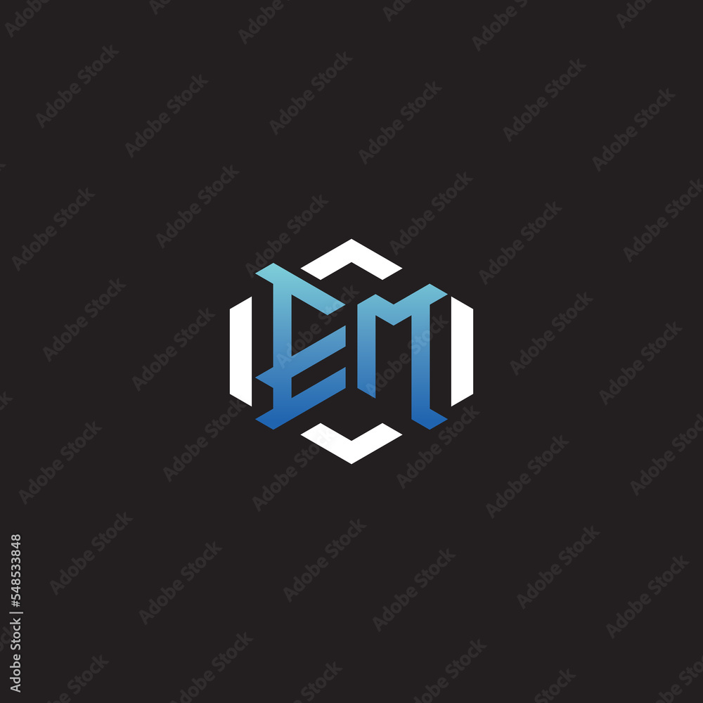 EM initial esport logo and blue monogram gaming ideas Stock Vector ...