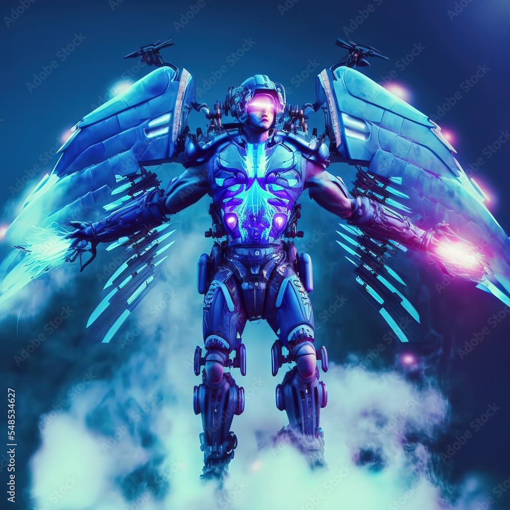 Man launching flying jetpack Futuristic modern 3d illustration Stock ...