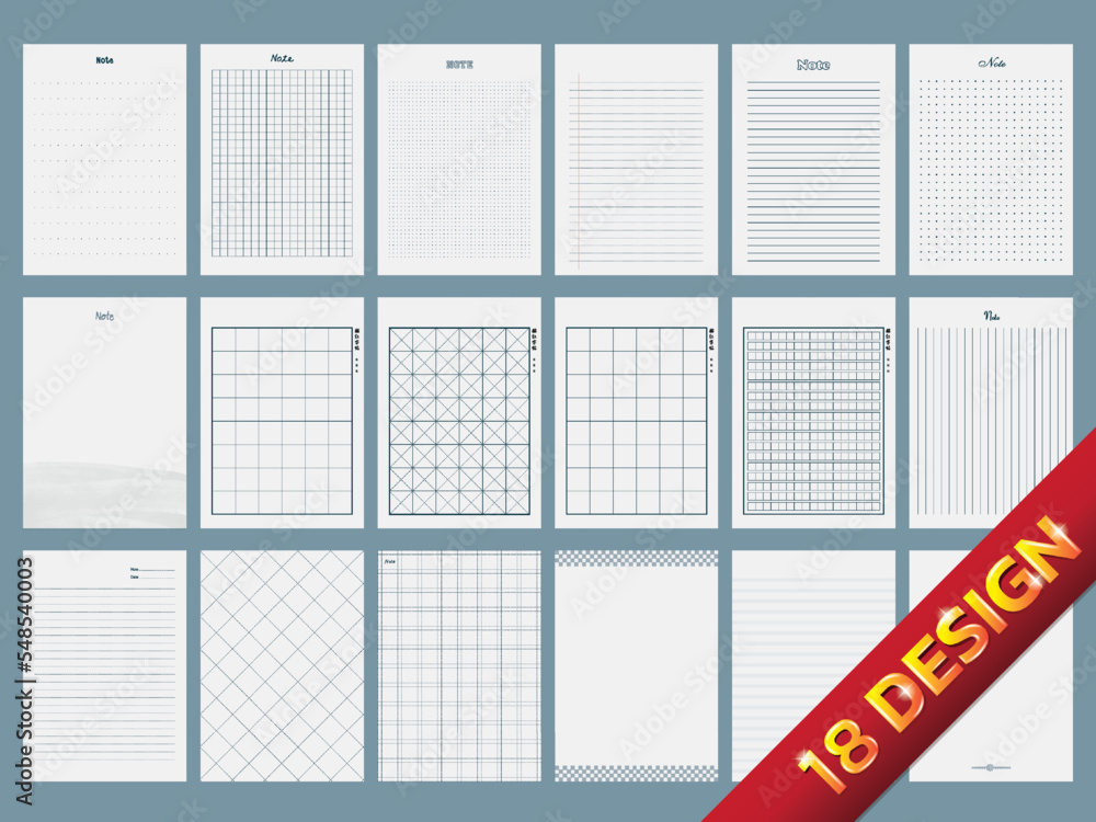 set of paper note template for notebook and notice memo 18 design in ...