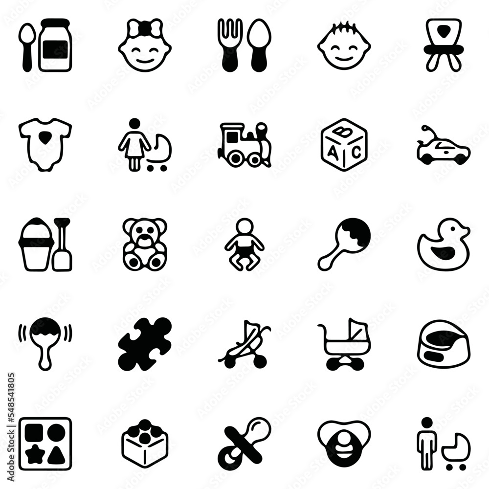 baby icon set. children icon set. baby vector illustration. mom vector ...