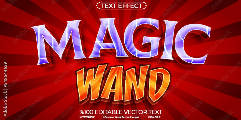 Cartoon Magıc Wand Editable and Scalable Vector Text Effect Stock ...