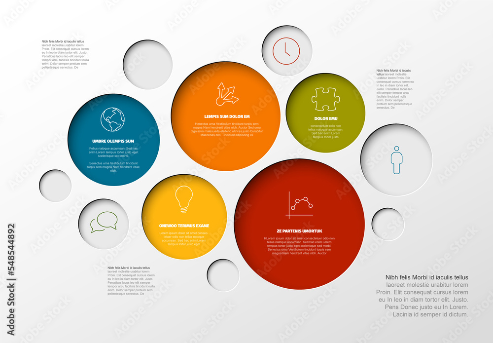 Vector Minimalist Infographic report template with circles Stock ...