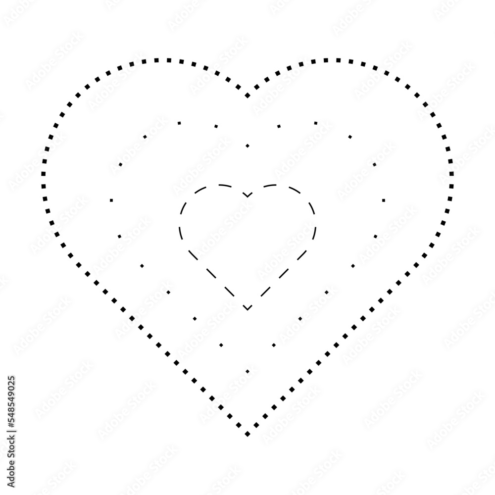 Tracing heart shape symbol, dashed and dotted broken line element for ...