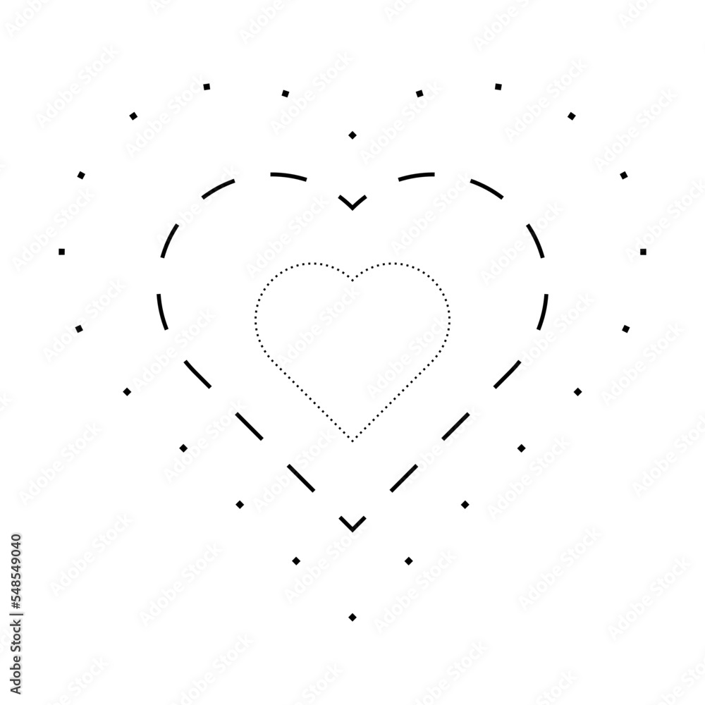 Tracing heart shape symbol, dashed and dotted broken line element for ...