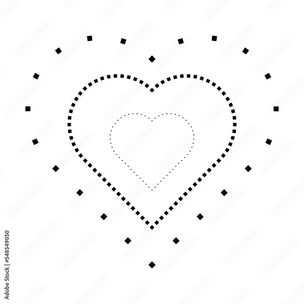 Tracing heart shape symbol, dashed and dotted broken line element for ...