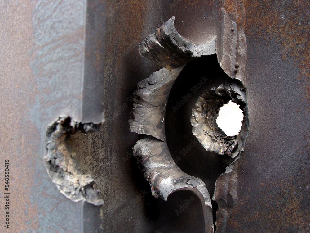 A closeup image of a bullet hole - this is the real thing from KFOR ...