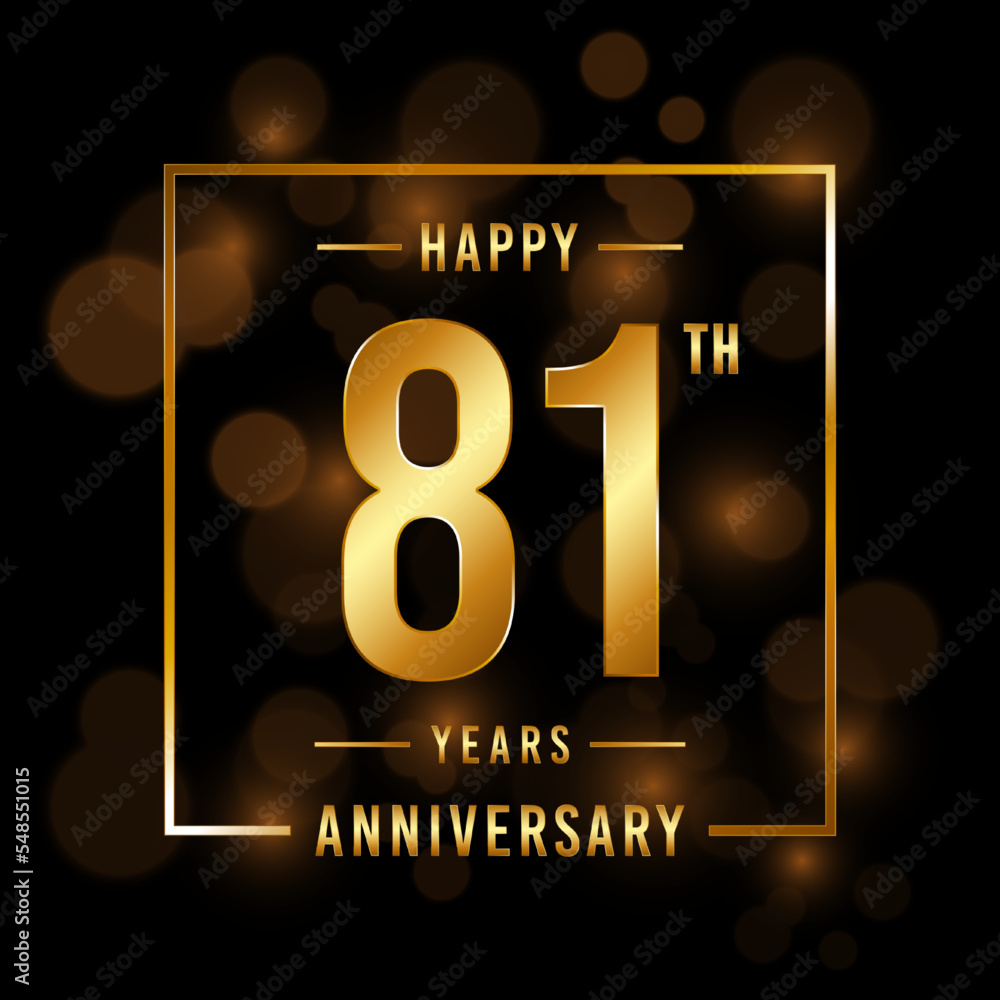 81th Anniversary Anniversary Template Design With Golden Font For