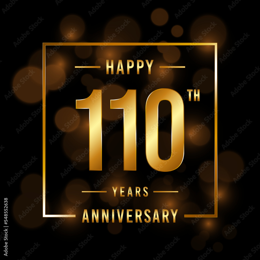 110th Anniversary. Anniversary template design with golden font for ...