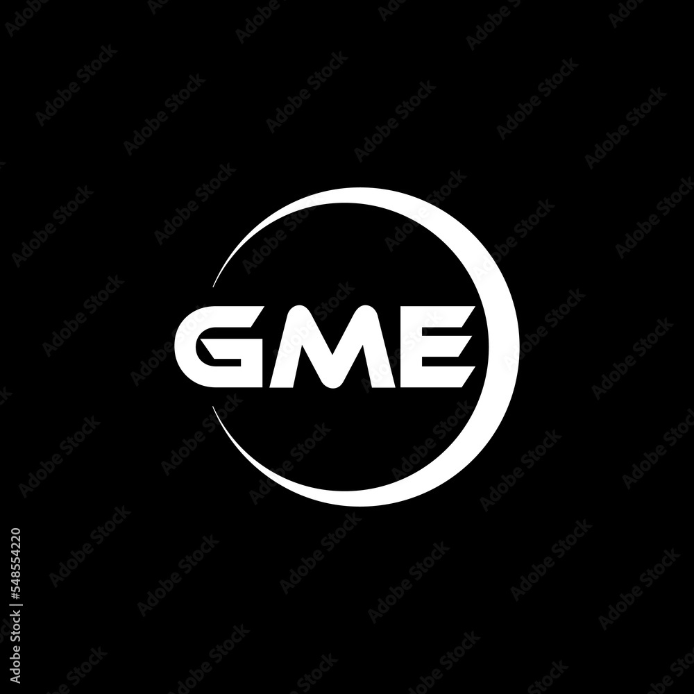 GME letter logo design with black background in illustrator, cube logo ...
