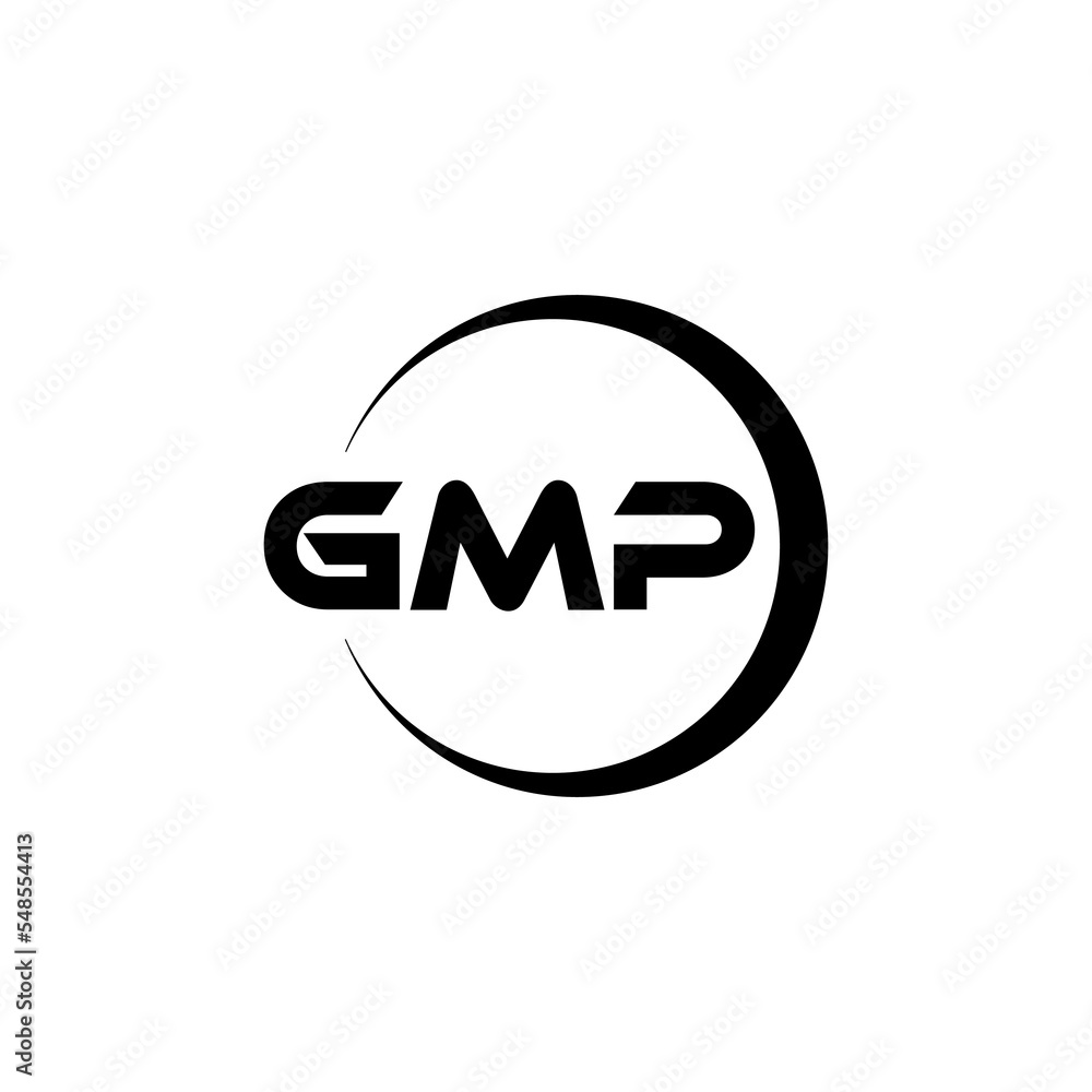 GMP letter logo design with white background in illustrator, cube logo ...
