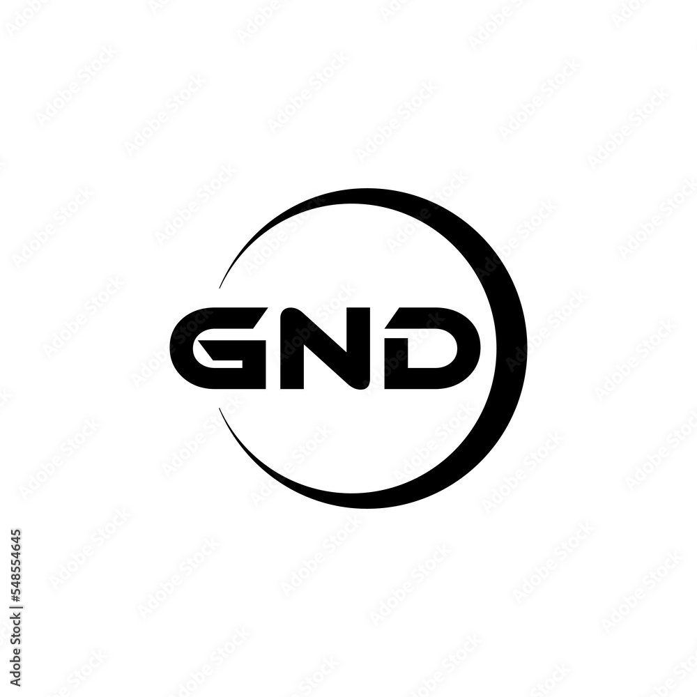 GND letter logo design with white background in illustrator, cube logo ...