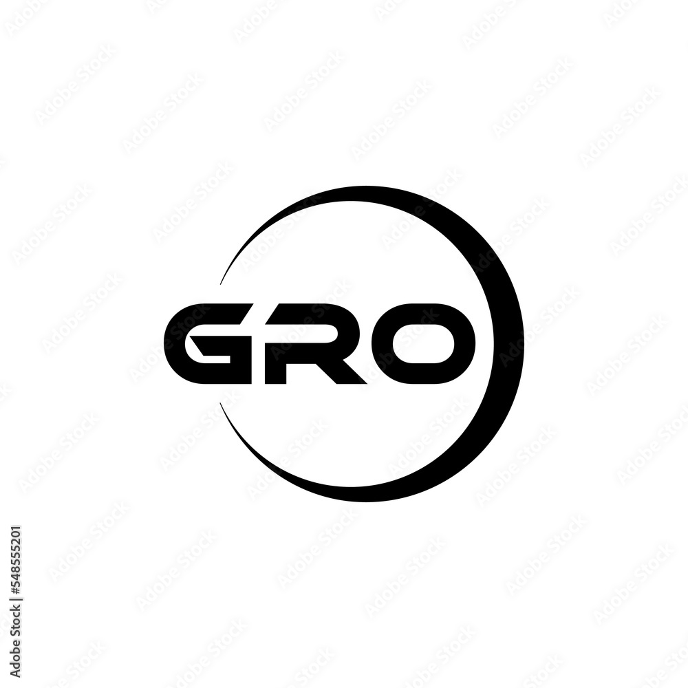 GRO letter logo design with white background in illustrator, cube logo ...