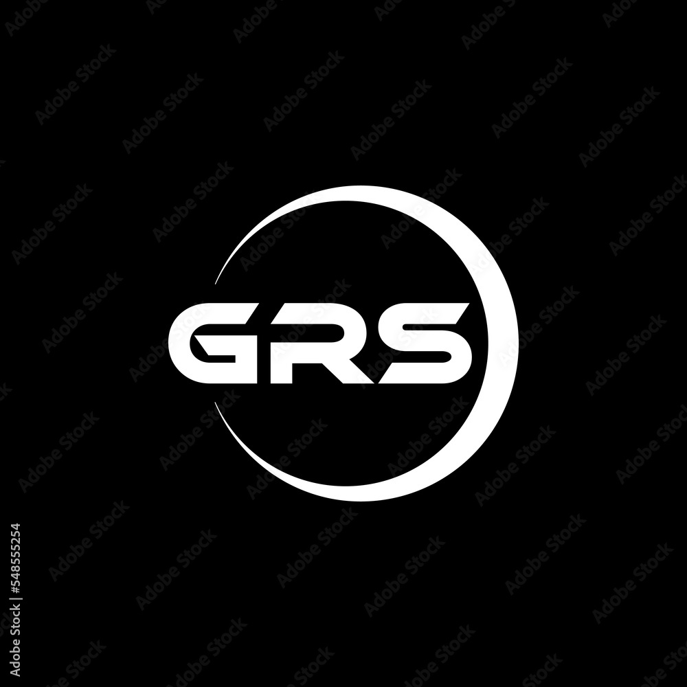 GRS letter logo design with black background in illustrator, cube logo ...