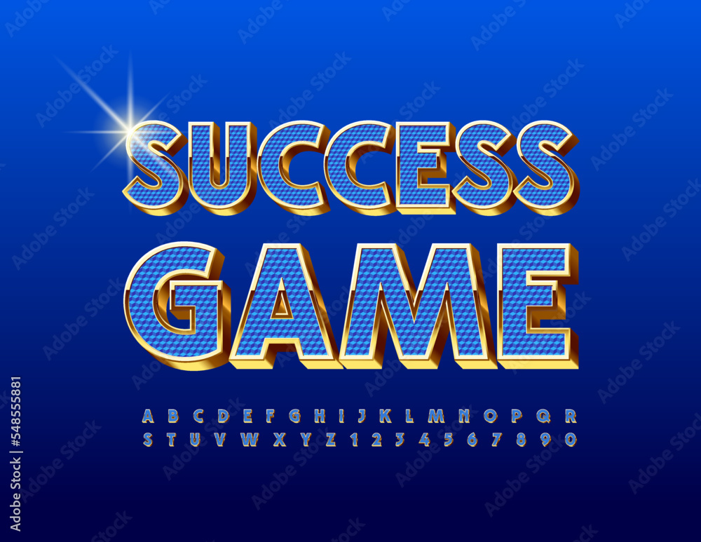 Vector elite sign Success Game. Luxury Blue and Golden Font. Chic set ...