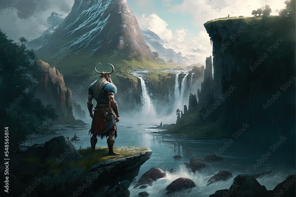 fantasy landscape in concept Norse Mythology Stock Illustration | Adobe ...