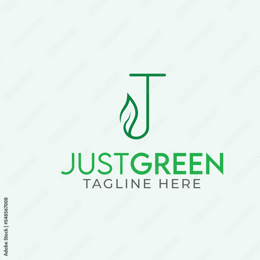 letter j green logo - leaf logo - letter mark - monogram - green juice ...