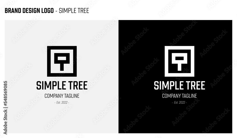 Vetor de BRAND DESIGN LOGO OF SIMPLE TREE. VECTOR ILLUSTRATION. BLACK ...