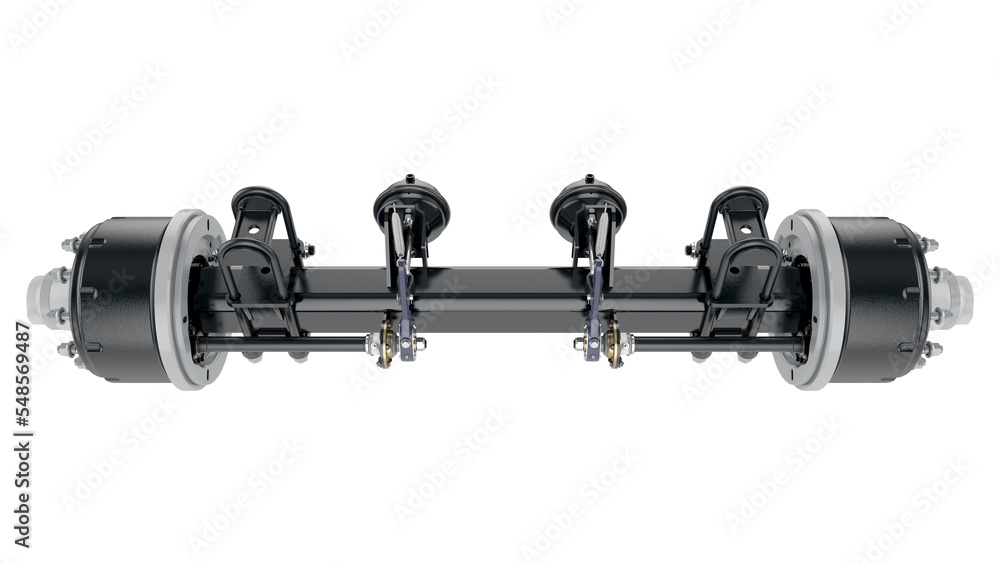 Black axle for heavy truck on white background. 3d Rendering Stock ...