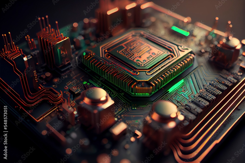 Central Computer Processors CPU concept. Motherboard digital chip. Technology science background ...