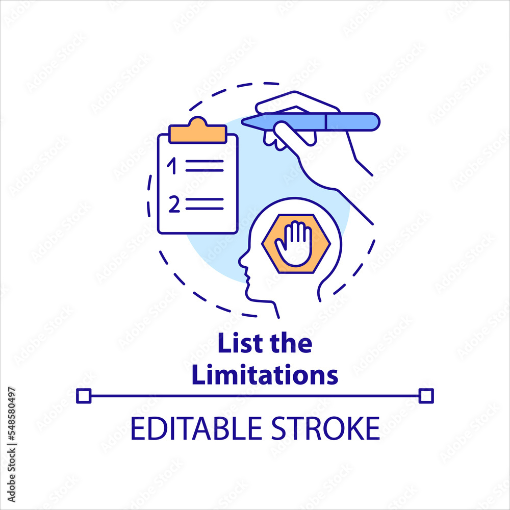 List limitations concept icon. Overcoming self-imposed barrier tip ...