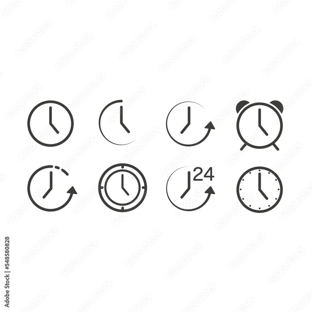 Retro alarm clocks set icons, great design for any purposes. Time ...
