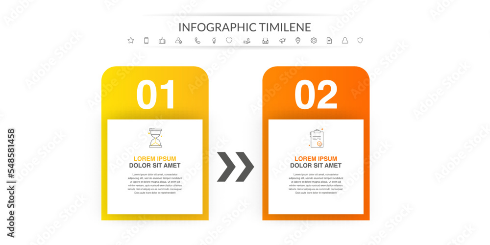 Modern simple infographic with 2 rectangles. 3D concept graphic process ...