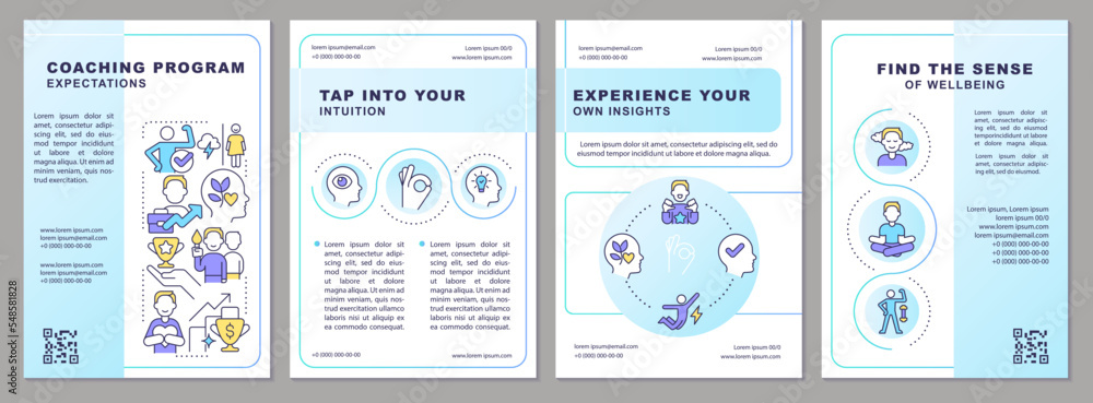 Key goals of coaching brochure template. Personal development. Leaflet ...