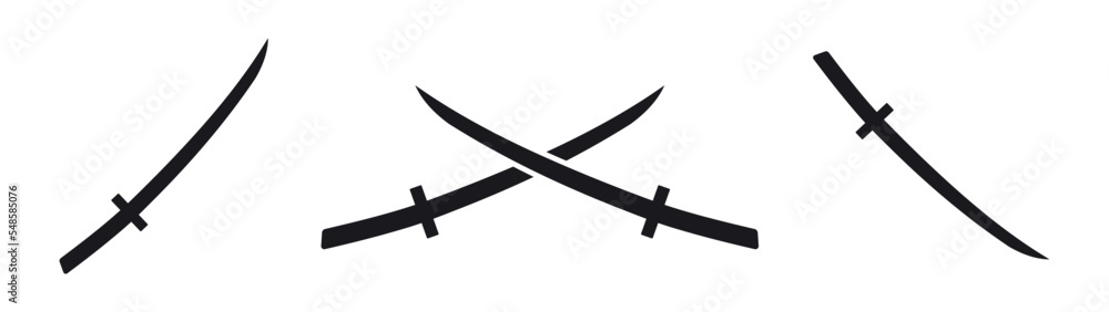 Katana japanese sword vector icon set Stock Vector | Adobe Stock