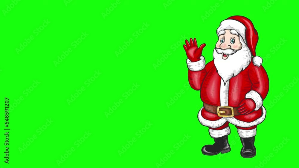 4K Video Design of Cute Santa Claus Rotating Animation Waving Hand and ...