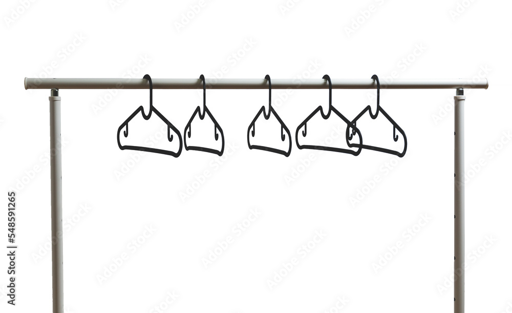 Fashion clothes rack empty with hangers. isolated on transparent ...