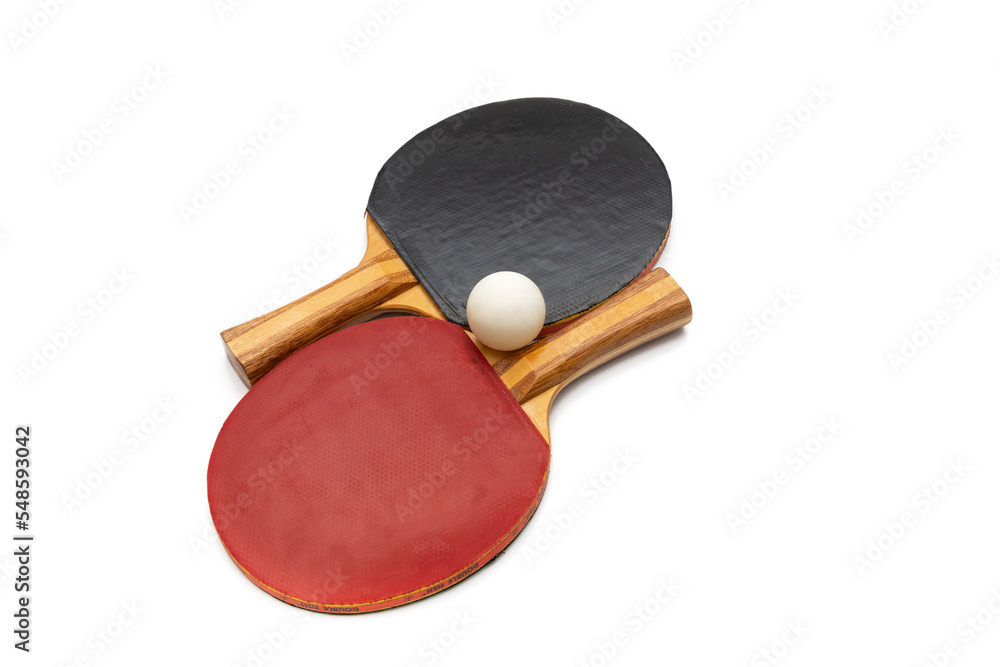 Ping pong racket, isolated on white background. Table tennis (also ...